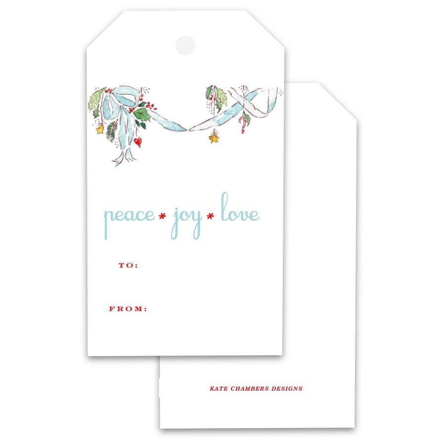 Peace Joy Love Holiday Gift Tags, Set of 12 – KateChambersDesigns