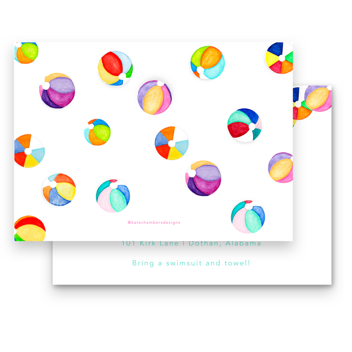 Beach Ball Banner Birthday Party Invitation | KateChambersDesigns