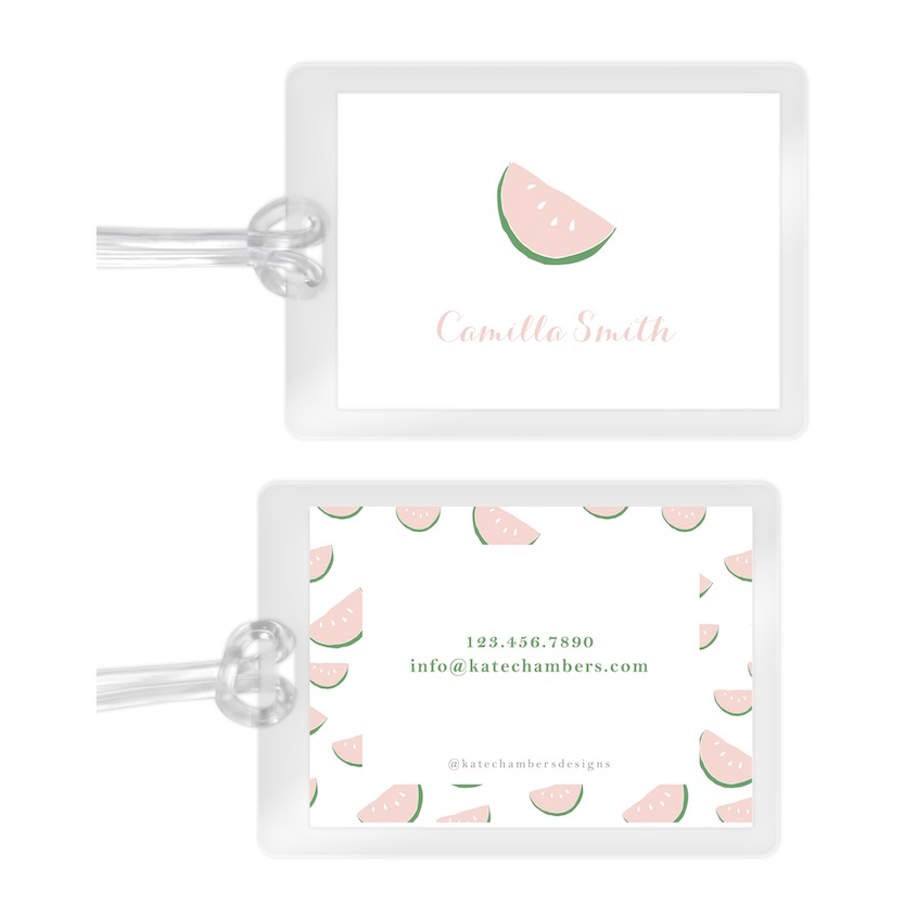 Girl's Watercolor Watermelon Laminated Bag Tag – KateChambersDesigns